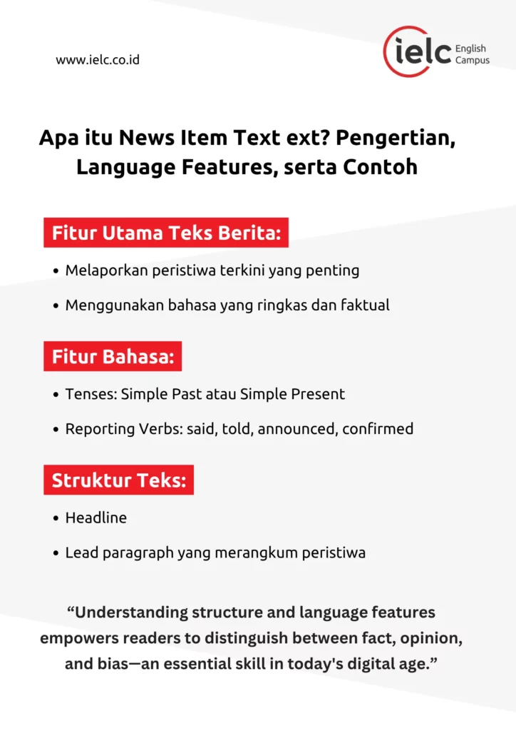 Apa itu news item text? Pengertian, language features, serta contoh - IELC